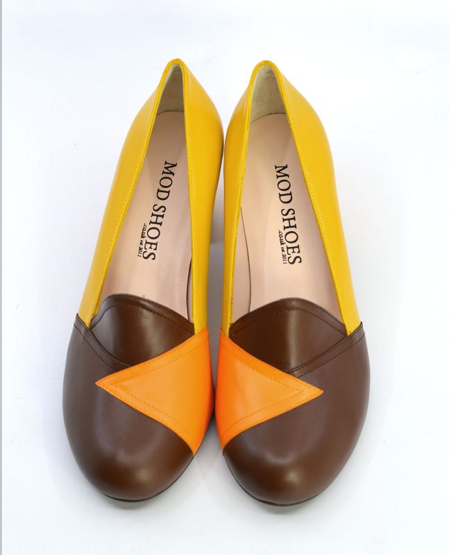 The Sarah In Brown Orange Mustard – Ladies Retro Shoes by Mod Shoes ...