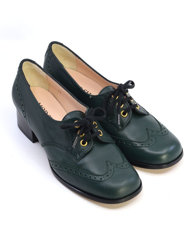 The Aly In Bottle Green – Ladies Retro Shoes by Mod Shoes – Mod Shoes