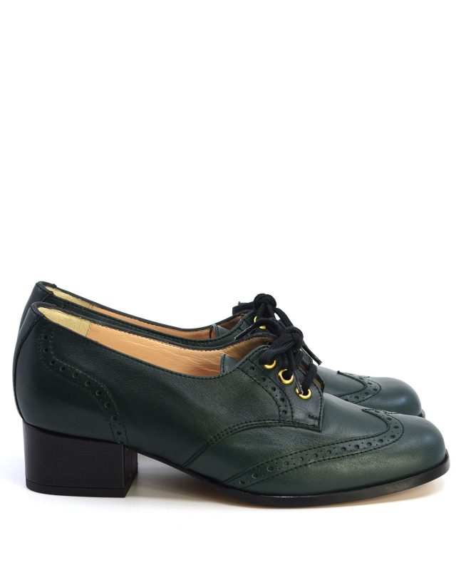 The Aly In Bottle Green – Ladies Retro Shoes by Mod Shoes – Mod Shoes